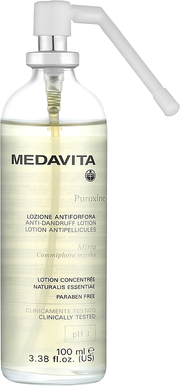 Очищувальний лосьйон-спрей проти лупи Medavita Puroxine Lotion Anti ... Очищувальний лосьйон-спрей проти лупи Medavita Puroxine Lotion Anti ...